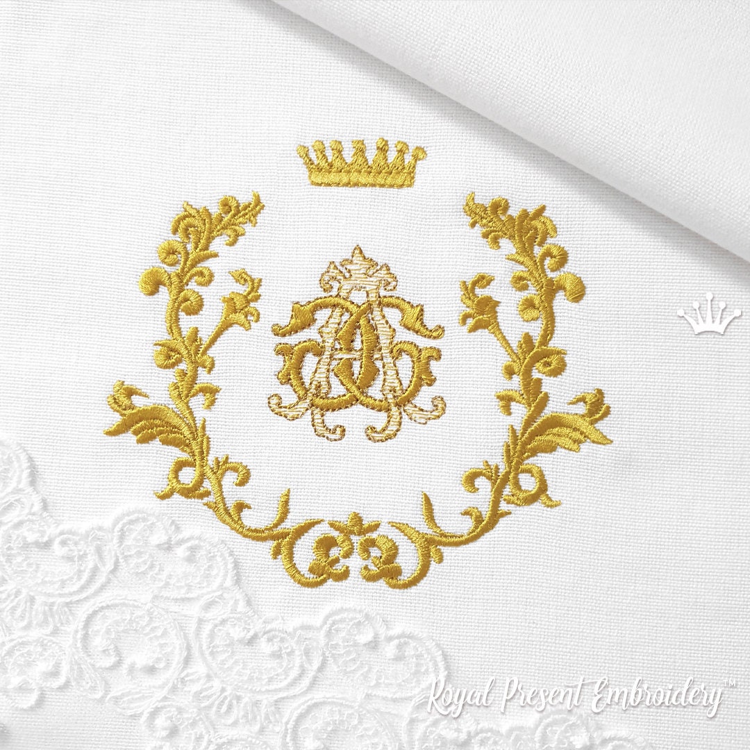 Beautiful Monogram Frame With Crown Machine Embroidery Design - Etsy