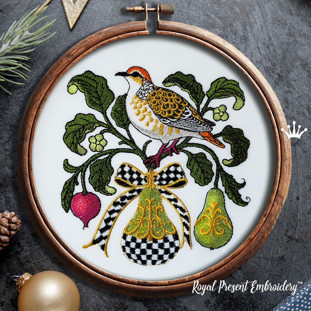 Christmas Partridge in a Pear Tree Set Machine Embroidery Designs - 4 ...