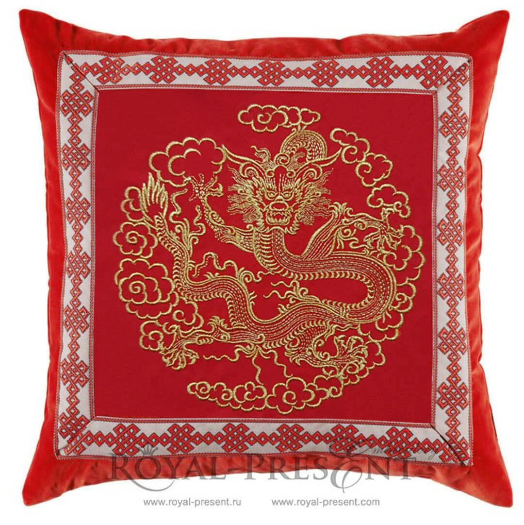 Machine Embroidery Design Gold Chinese Dragon 2 Sizes - Etsy