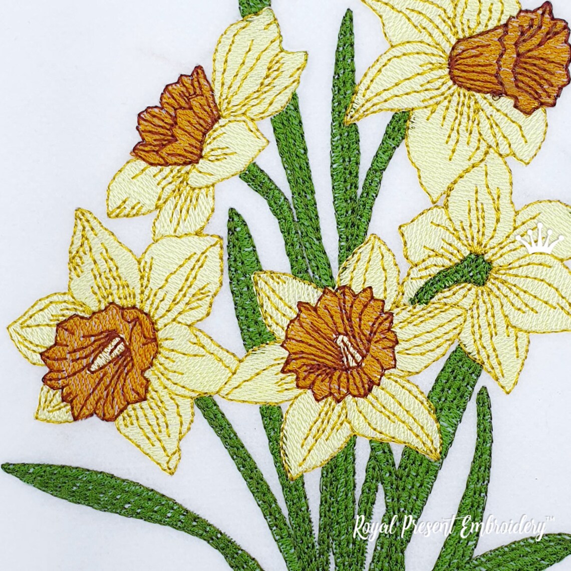 Daffodils Bouquet Light Stitching Machine Embroidery Design - 5 Sizes ...