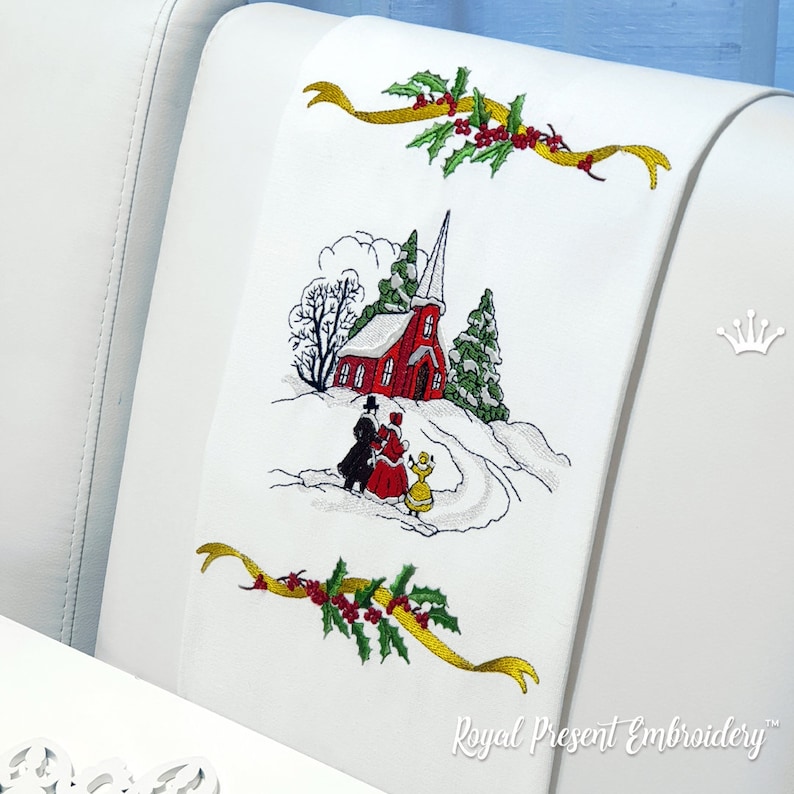 Vintage Christmas Scene Machine Embroidery Designs - 4 Sizes - Etsy