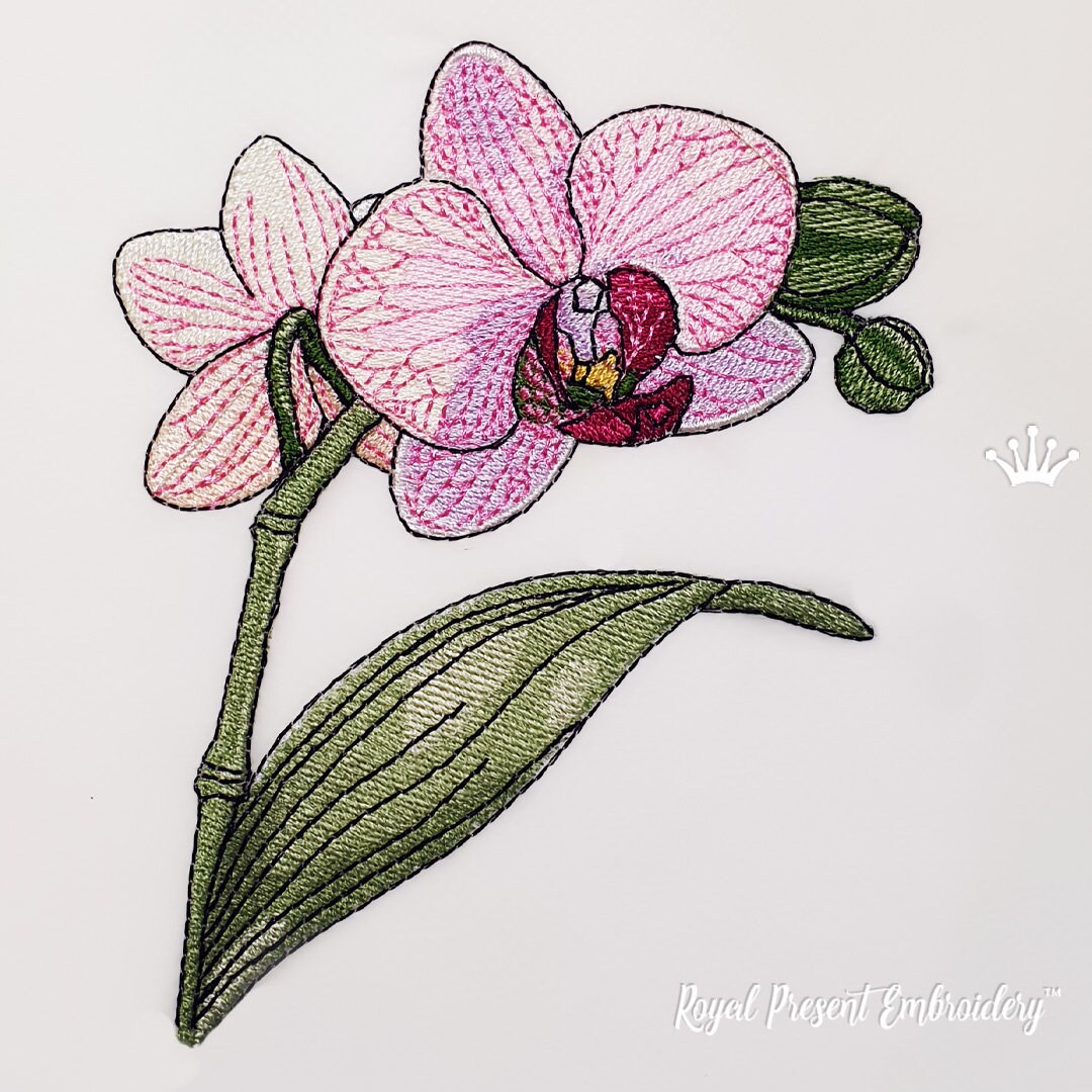Elegant Orchids Machine Embroidery Design - 4 Sizes - Etsy