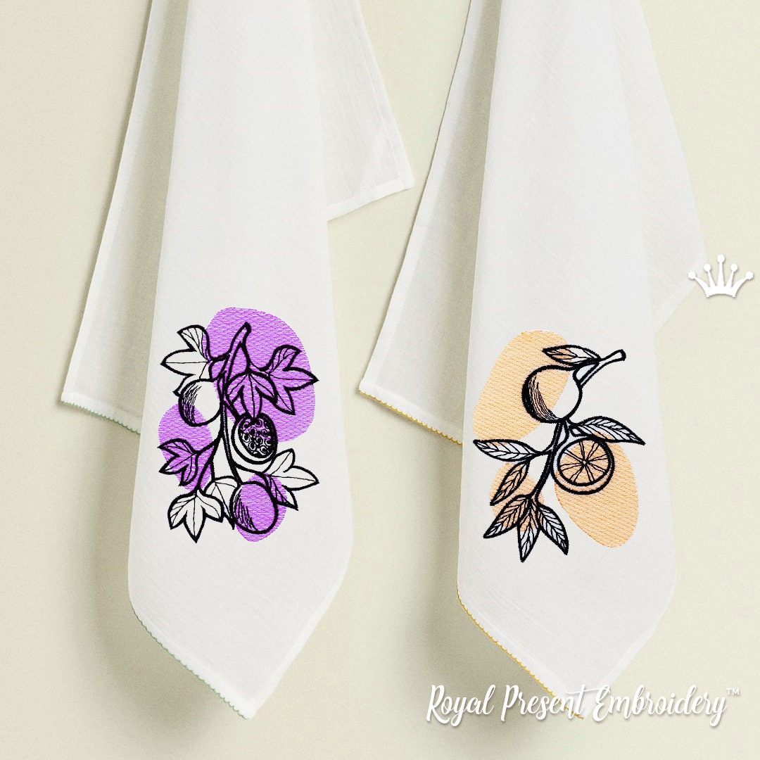 Oranges and Passion Fruit Machine Embroidery Designs - 4 Sizes - Etsy