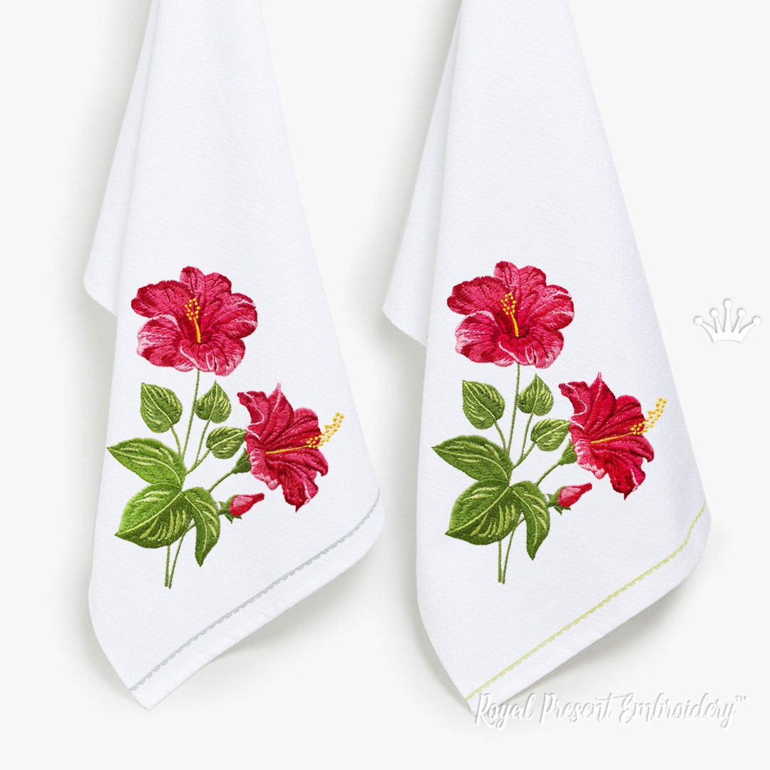Hibiscus Machine Embroidery Design - 2 Sizes - Etsy
