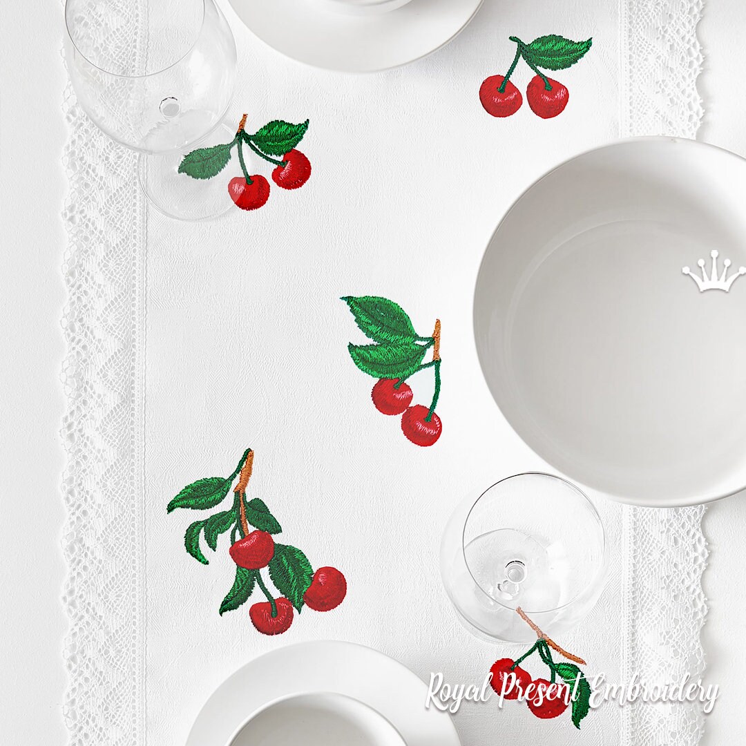 Tiny Cherries Machine Embroidery Designs Set - Etsy