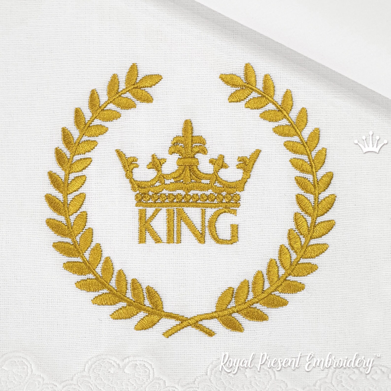 Inscription King With a Crown in a Wreath Machine Embroidery Design - 2 ...