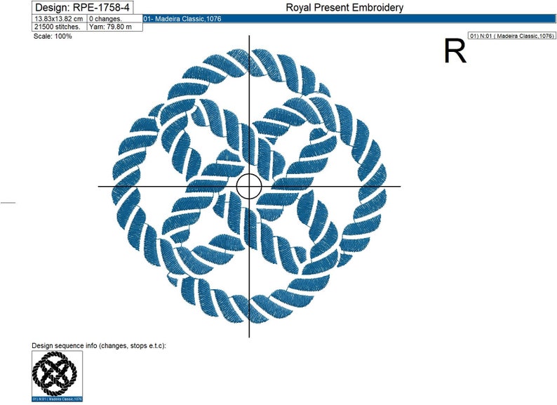 Marine Knot Machine Embroidery Design 5 Sizes | Etsy