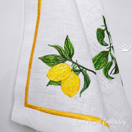 Lemon Embroidery Design 5 Sizes Instant Download - Etsy