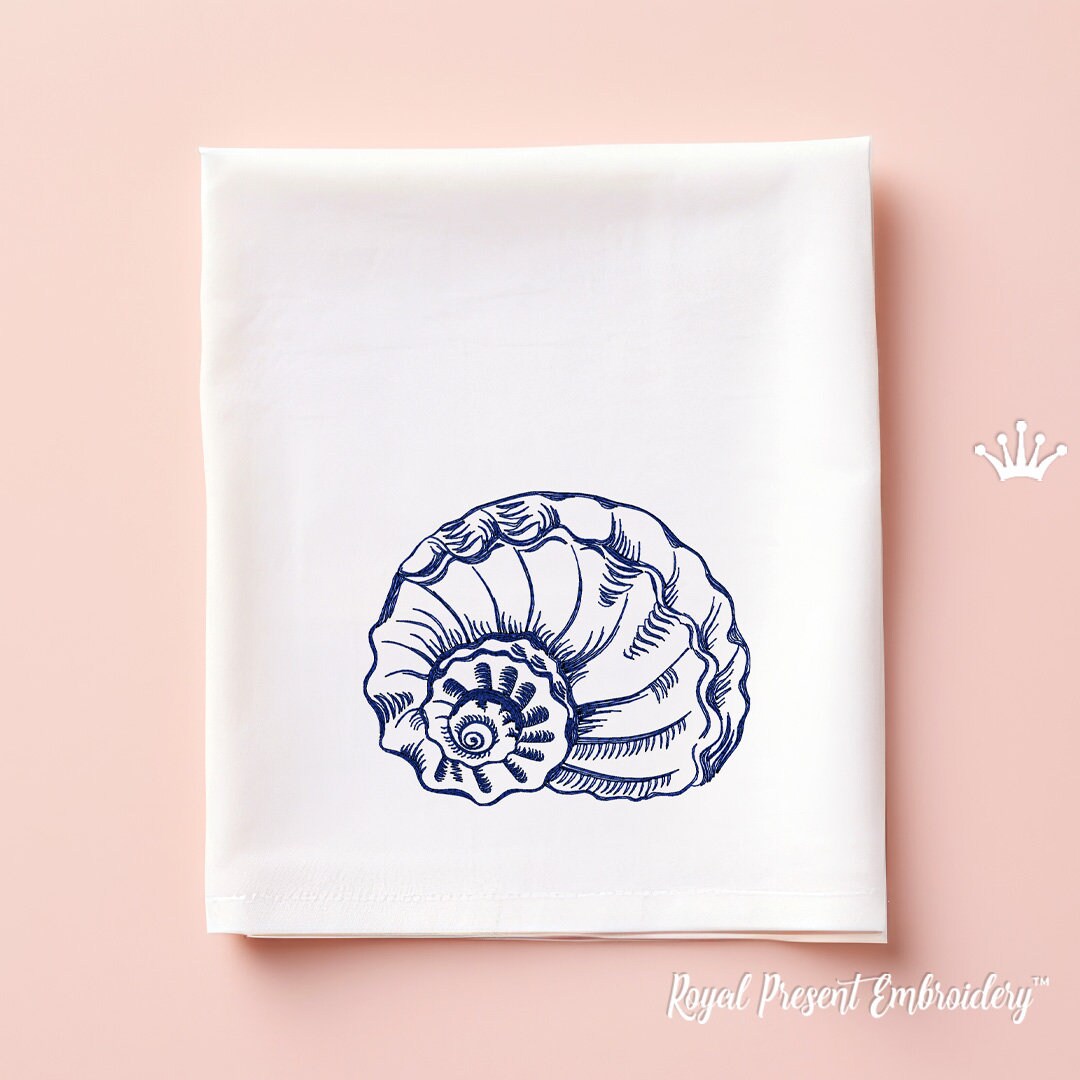 Bluework Spiral Seashell Machine Embroidery Design - Etsy