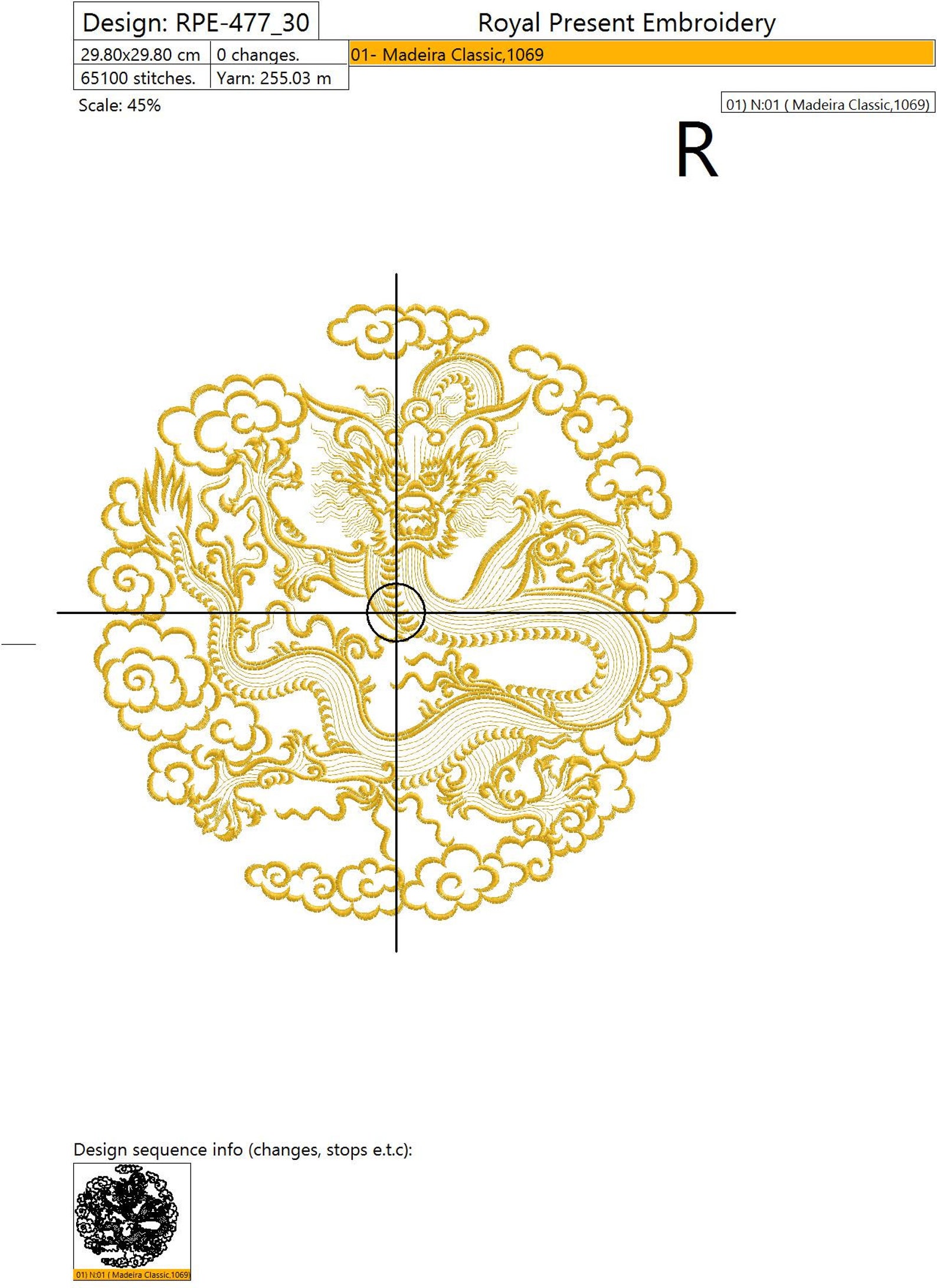Machine Embroidery Design Gold Chinese Dragon - 2 Sizes - Etsy