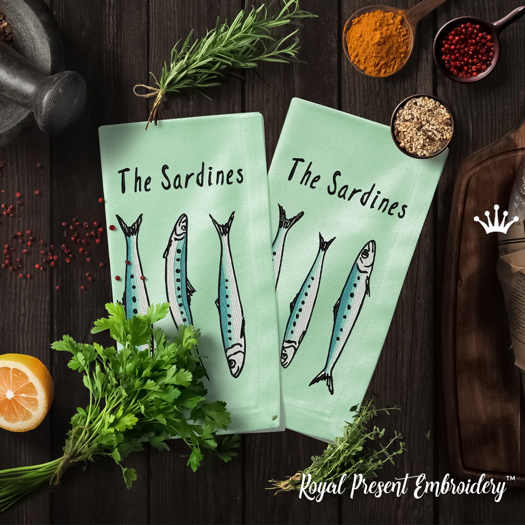 Sardines Machine Embroidery Designs Set - 4 Sizes - Etsy