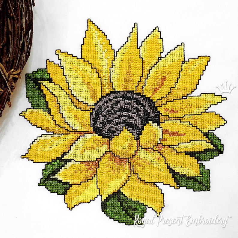 Sunflower Cross-stitch Machine Embroidery Design - Etsy