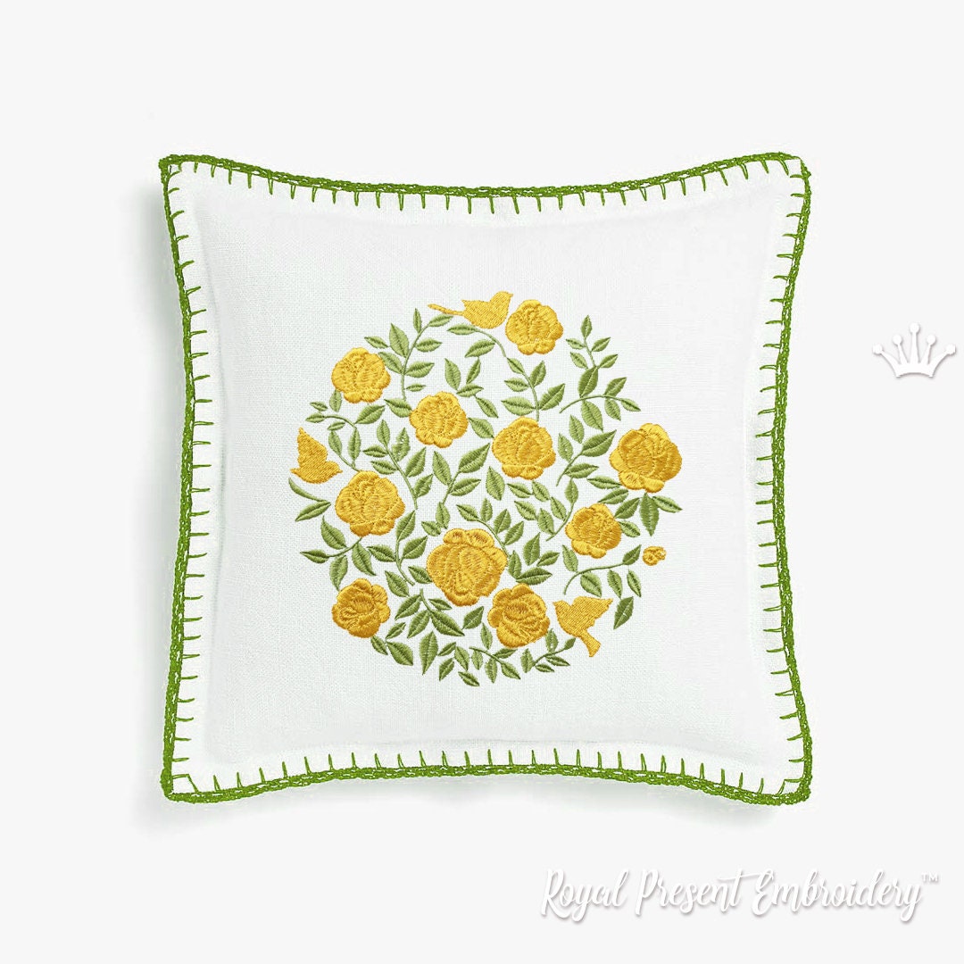 Round Rose Bush Machine Embroidery Design - 3 Sizes - Etsy