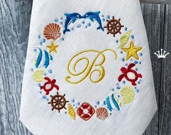 Nautical Monogram Frame Embroidery. Beach Embroidery Design. Summer ...