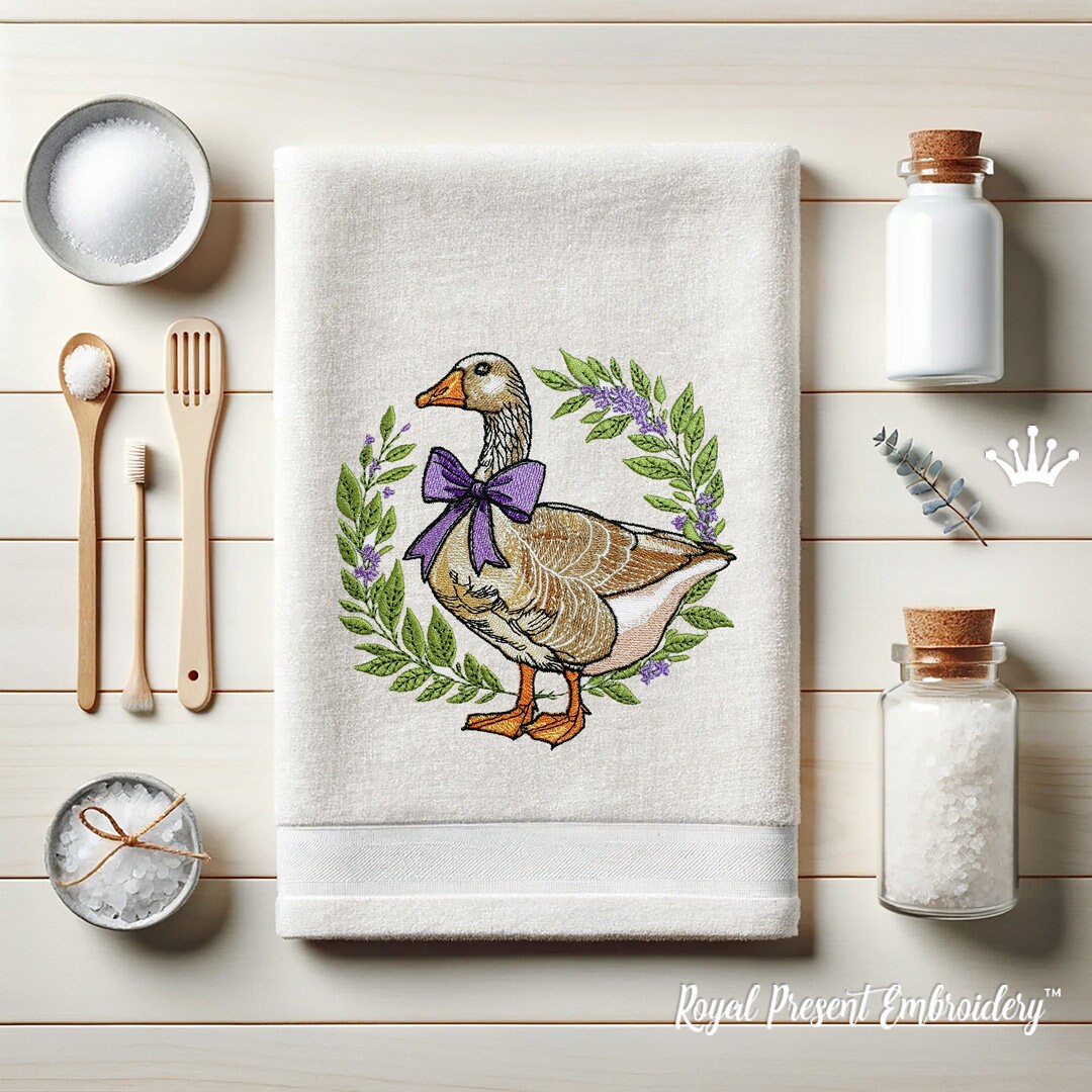 Country Goose With Bow Machine Embroidery Design - 4 Sizes - Etsy