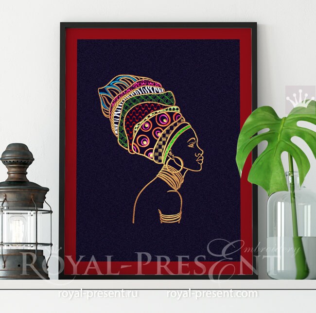 African Woman machine embroidery design 6 sizes | Etsy