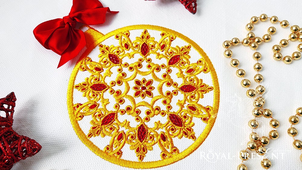 Machine Embroidery Design Christmas Ball With Rubies - 5 Sizes - Etsy