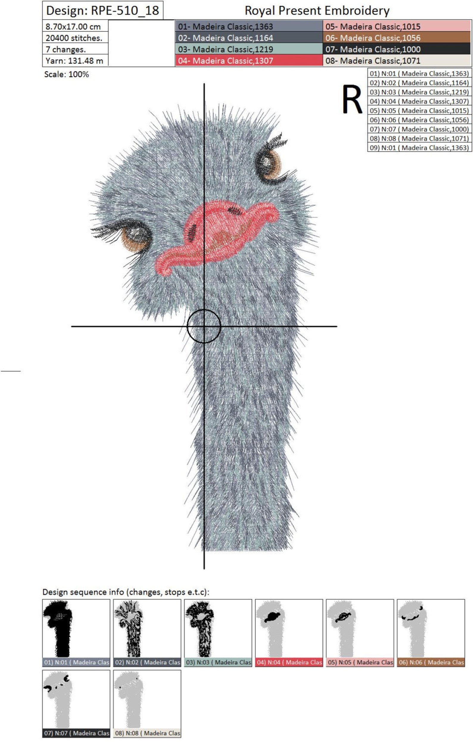 Machine Embroidery Design Ostrich 2 Sizes - Etsy