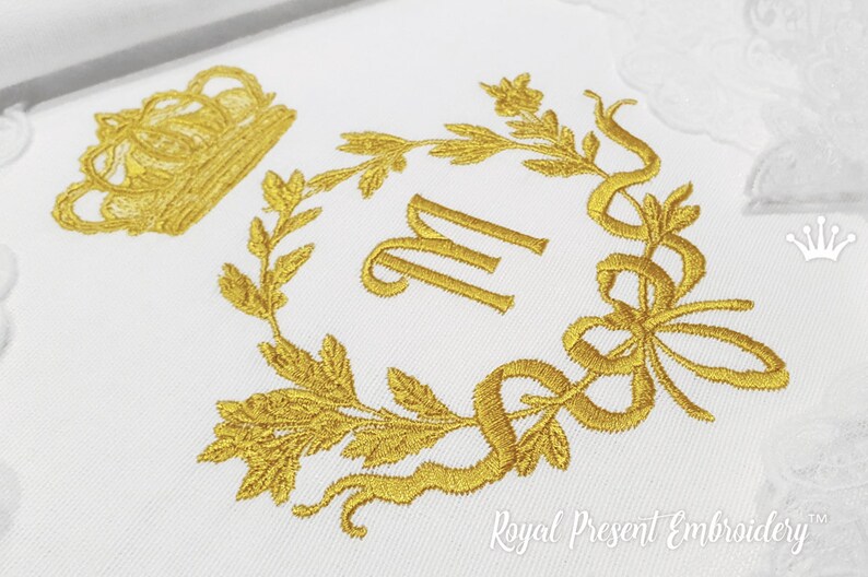 Floral Monogram Frame With Crown Machine Embroidery Design - 3 Sizes - Etsy