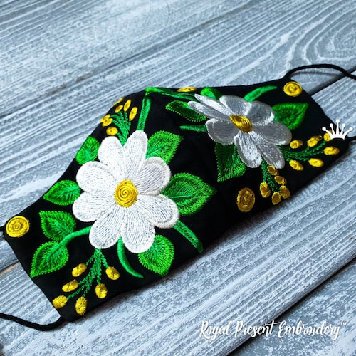 Daisy Face Mask Embroidery Design Daisies Floral Flowers - Etsy