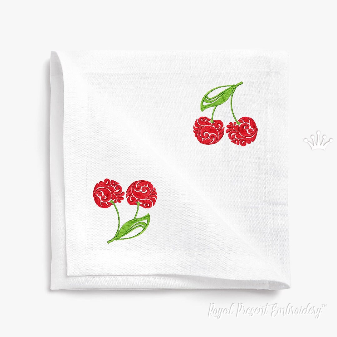 Ornate Cherry Machine Embroidery Design 2 Sizes - Etsy