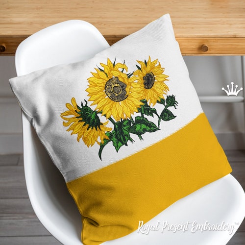 Sunflower Machine Embroidery Design 3 Sizes - Etsy