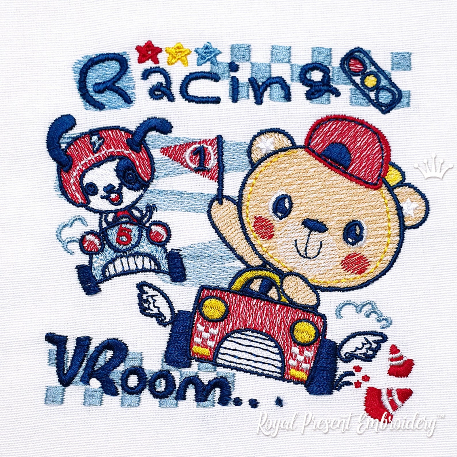 Teddy Bear Driving Race Car Machine Embroidery Design - Etsy