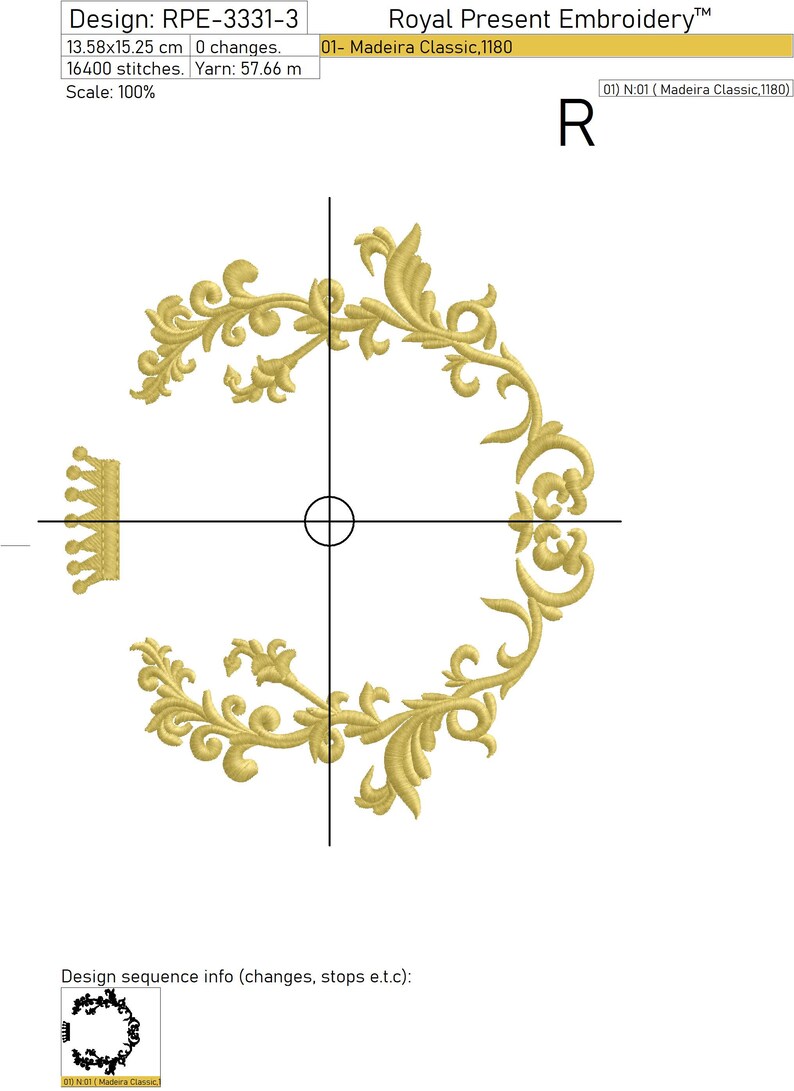 Beautiful Monogram Frame With Crown Machine Embroidery Design - Etsy