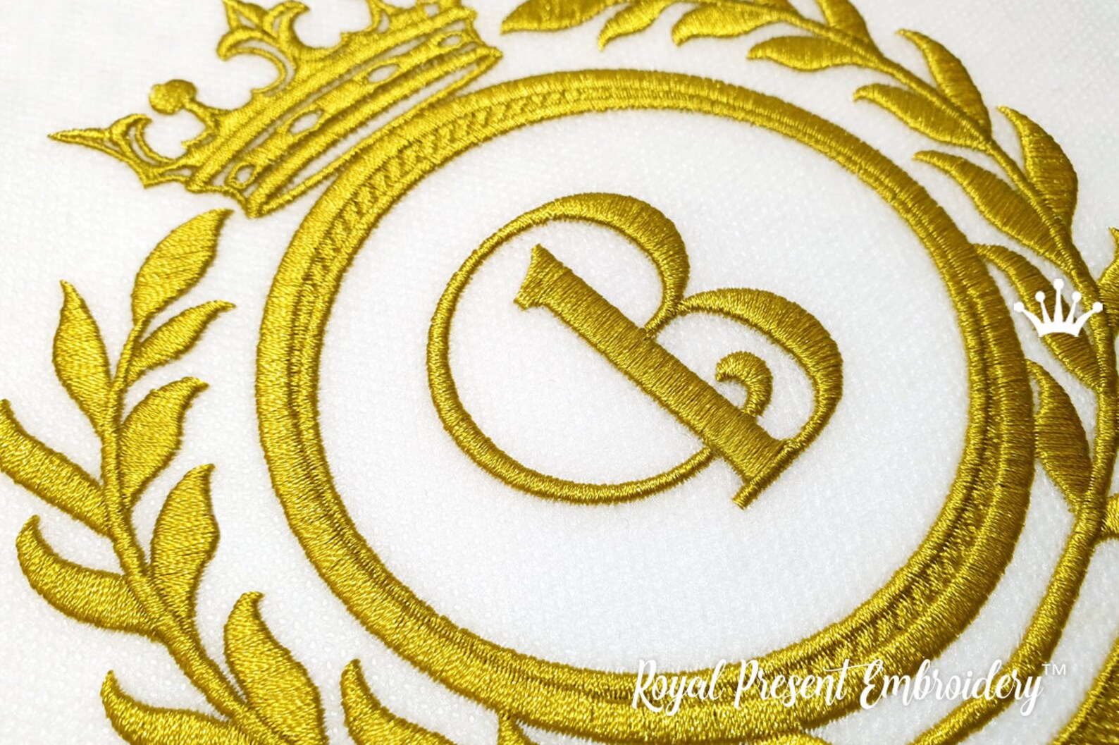 Machine Embroidery Design Gold Vignette With Crown 3 Sizes - Etsy