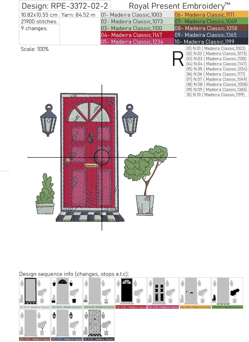 Red Home Front Door Machine Embroidery Design - 4 Sizes - Etsy