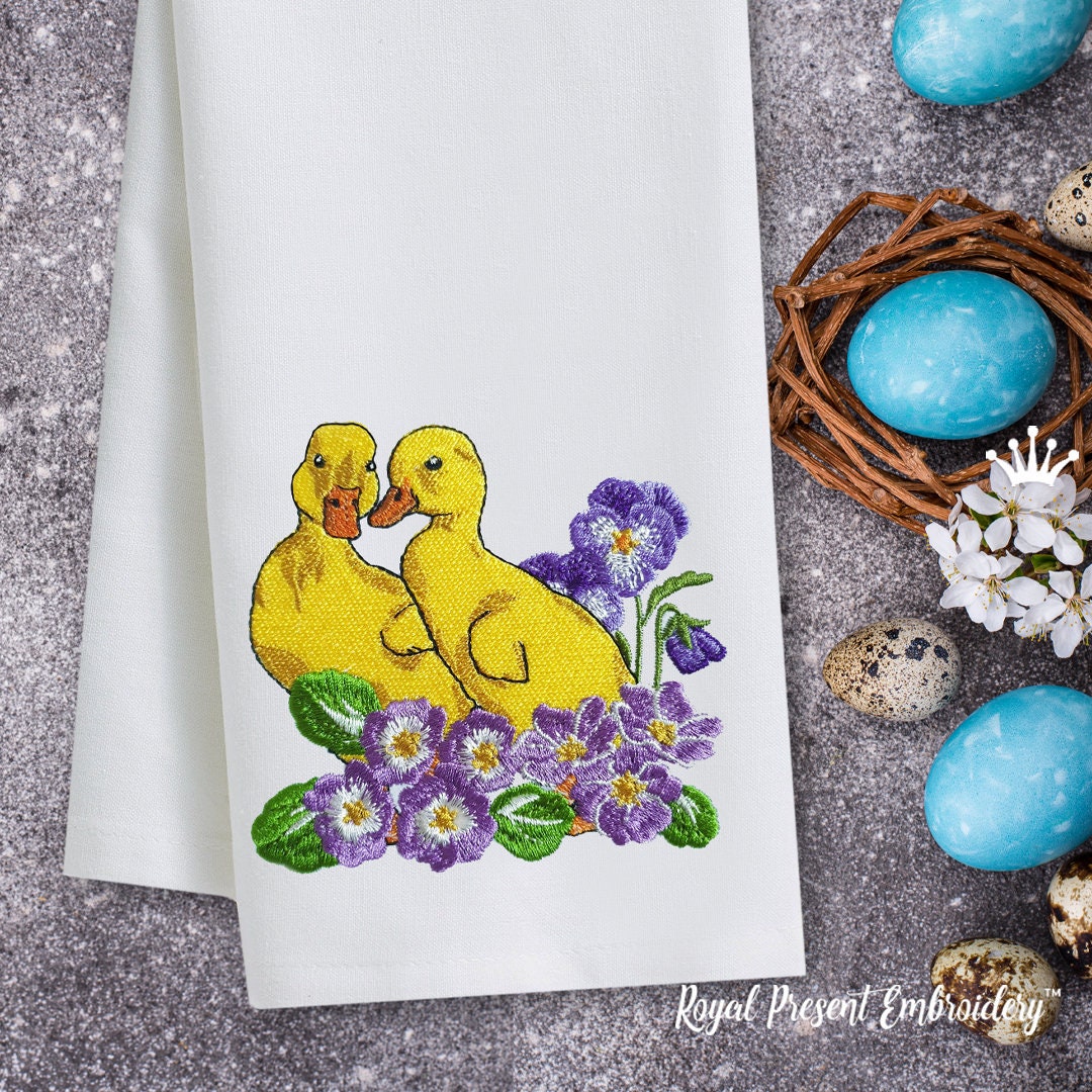 Ducklings in Primrose Design of Machine Embroidery - 4 Sizes - Etsy