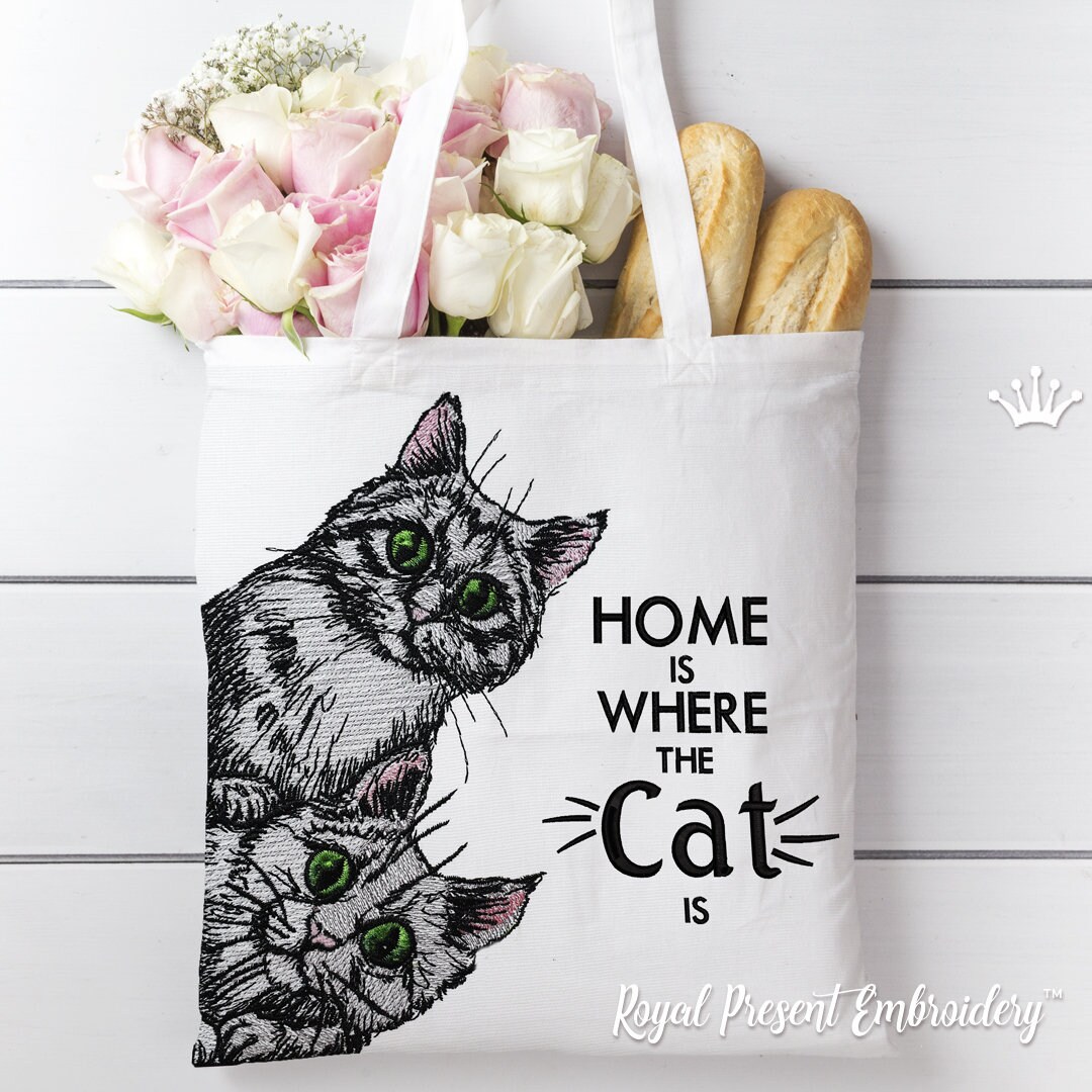 Two Cats Machine Embroidery Designs - 7 Sizes - Etsy