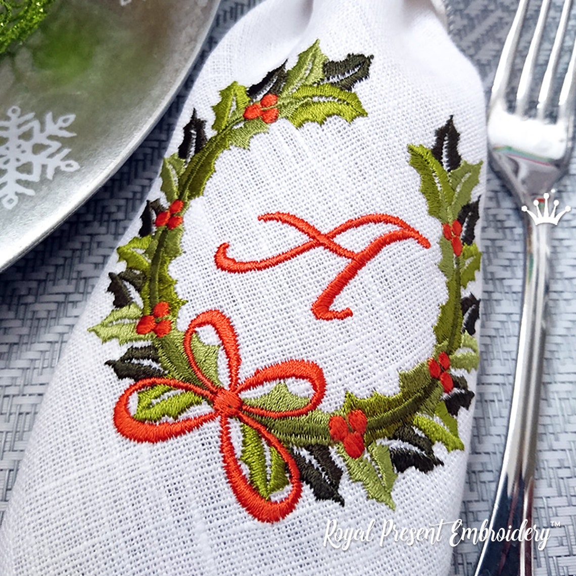 Machine Embroidery Design Christmas Monogram Blank - Etsy