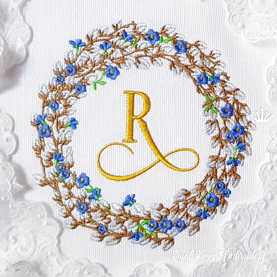 Willow Wreath and Forget-me-nots Machine Embroidery Design - 4 Sizes - Etsy