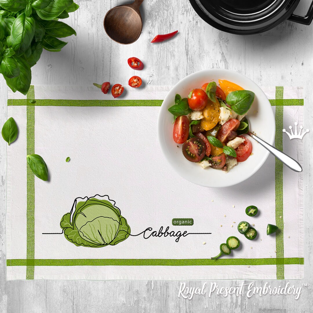 Organic Cabbage Machine Embroidery Design - 4 Sizes - Etsy