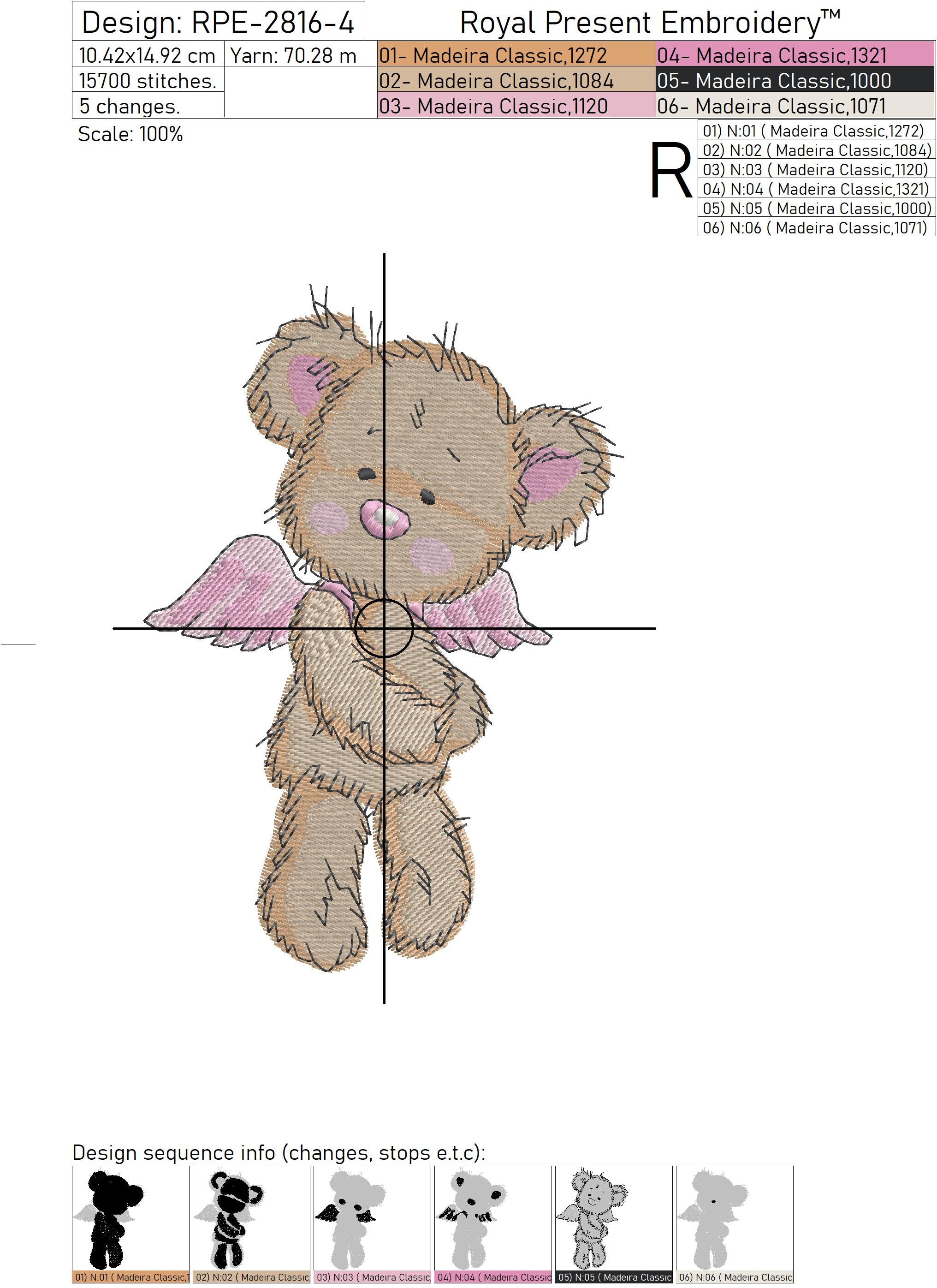 Teddy Bear With Angel Wings Machine Embroidery Design - 4 Sizes - Etsy
