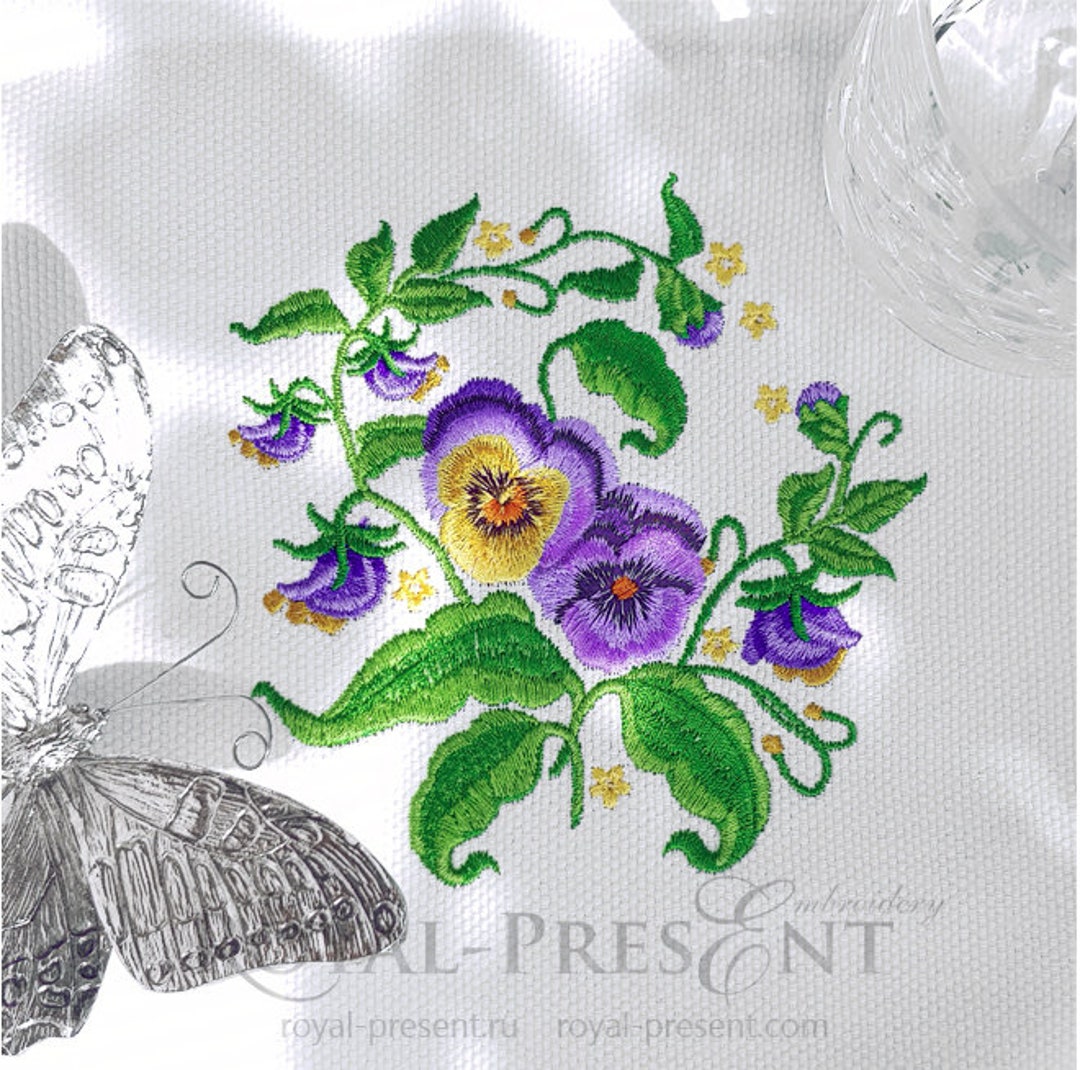 Pansies Machine Embroidery Design - 3 Sizes - Etsy