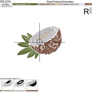 Ornate Coconut Machine Embroidery Design - 3 Sizes - Etsy