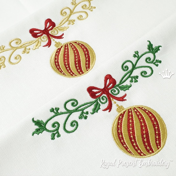 Christmas Ball Border Machine Embroidery Designs Set | Etsy