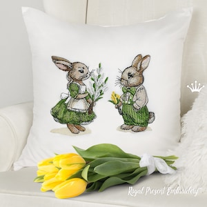 Two Spring Rabbits Mega Set for Embroidery Machine - 4 Sizes - Etsy