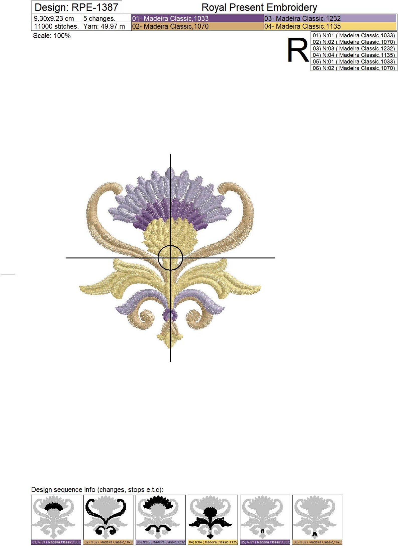 Golden Thistle Machine Embroidery Design 3 Sizes | Etsy