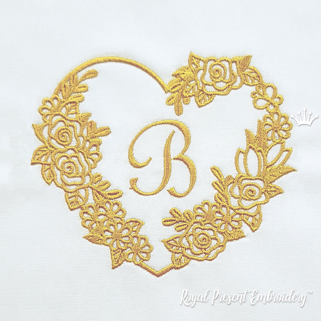 Monogram Heart Machine Embroidery Design 6 Sizes | Etsy