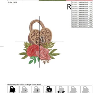 Machine Embroidery Design Heart Shaped Lock and Flowers - 2 in 1 - Etsy