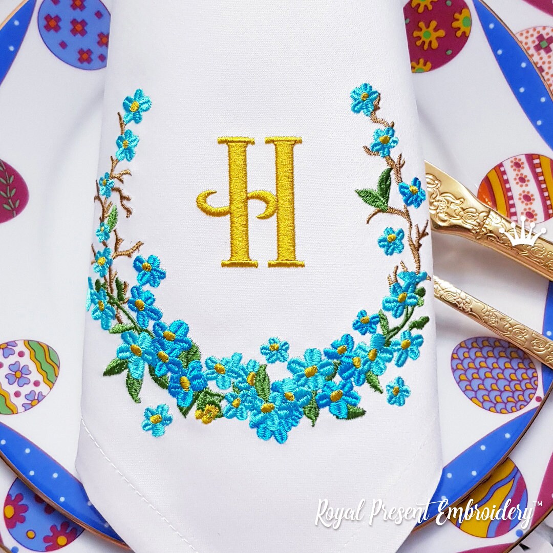 Shabby Chic Frame With Forget-me-not Flowers Embroidery Design - 4 ...