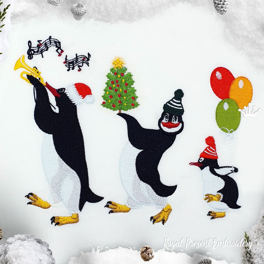 Group of Cute Penguins Machine Embroidery Designs - 3 in 1 - Etsy