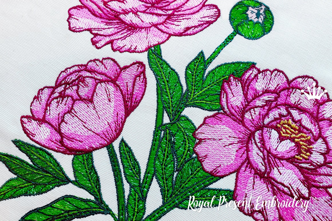 Garden Peonies Machine Embroidery Design 5 Sizes - Etsy