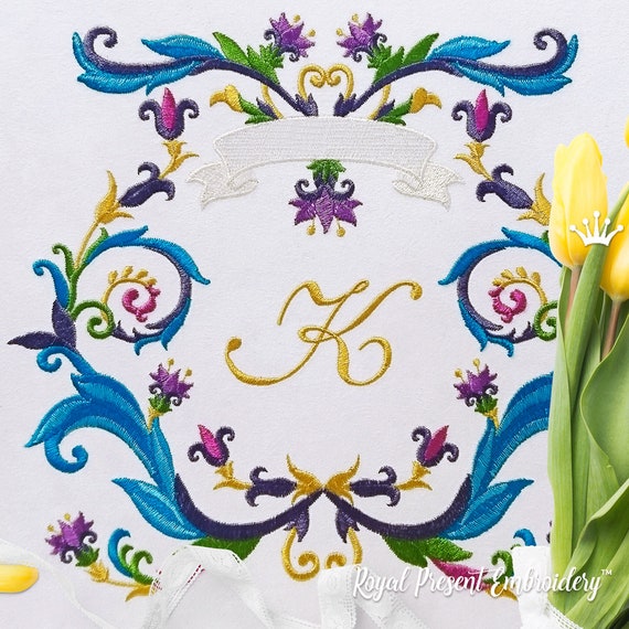 Monogram Frame Louis XIV Machine Embroidery Design | Etsy