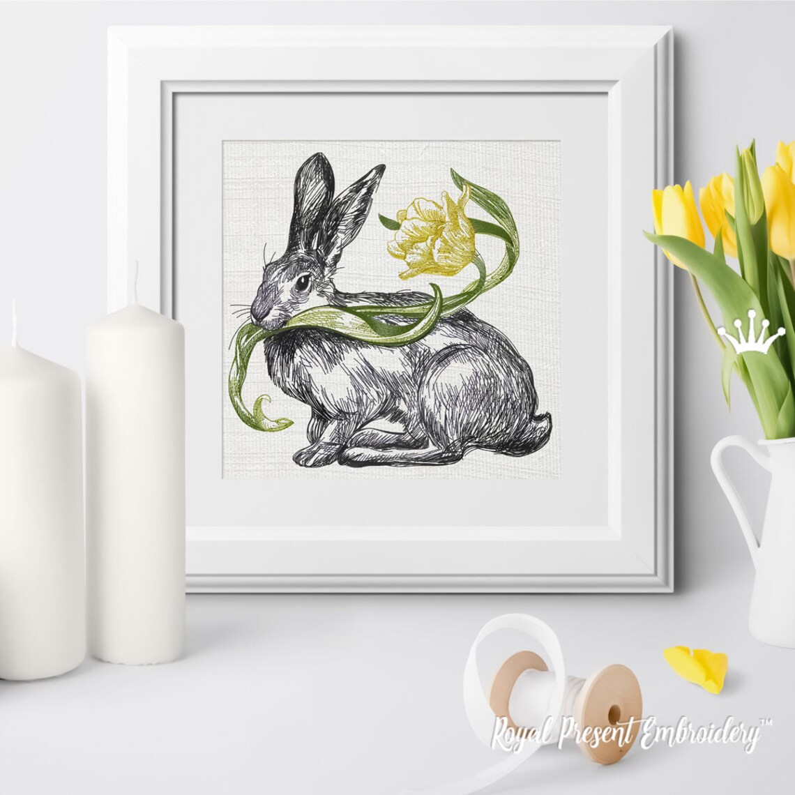 Machine Embroidery Design Spring Bunny - Etsy