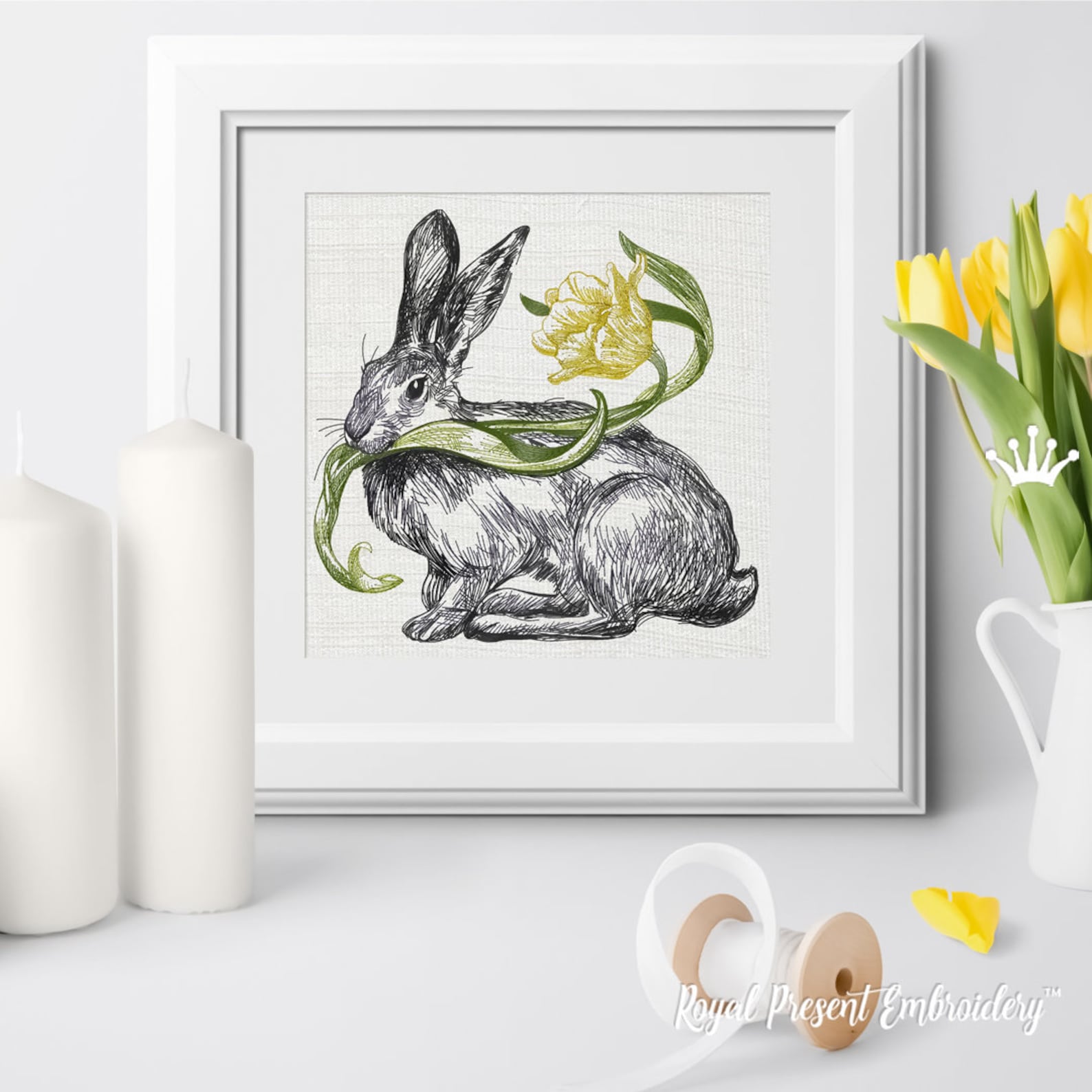 Machine Embroidery Design Spring Bunny - Etsy