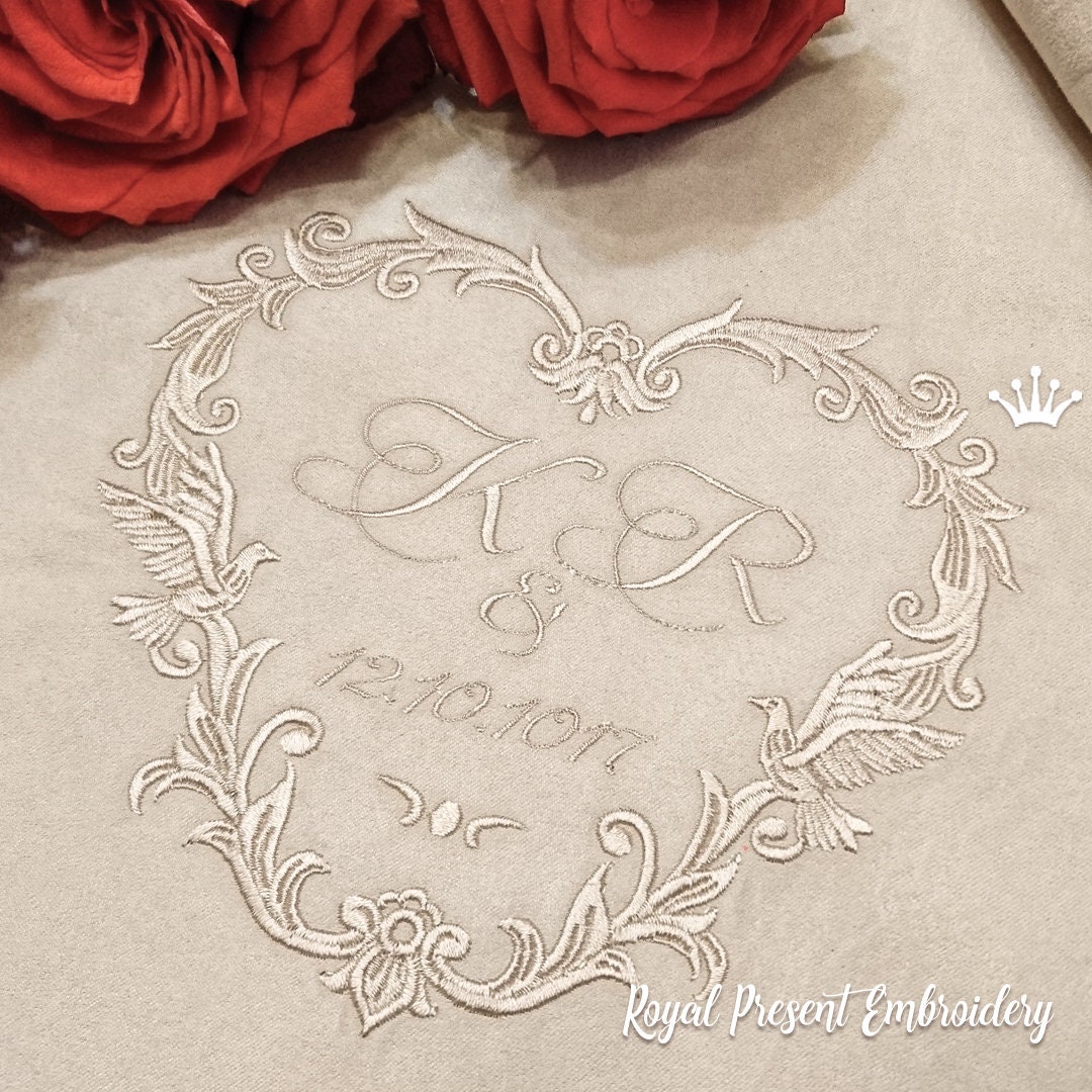 Wedding Monogram Blank Machine Embroidery Design - 10 Sizes - Etsy